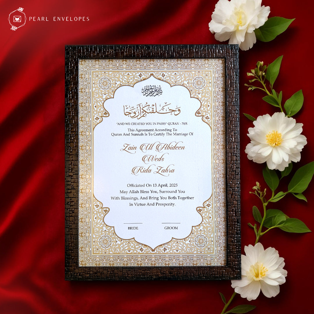 Classic Elegance Nikkah Certificate Frame – Pearl Envelopes