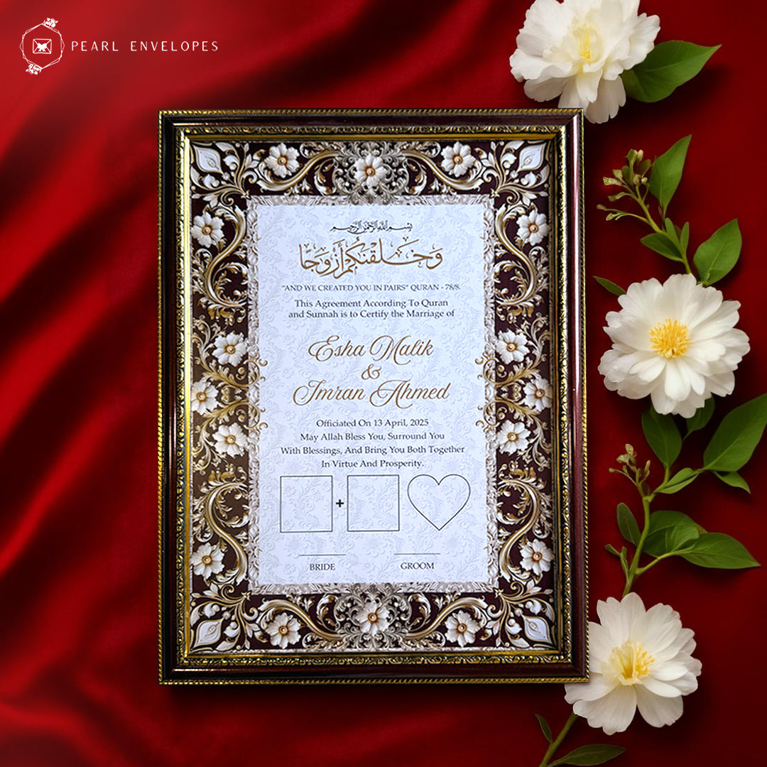 Luxe Floral Nikkah Frame – Pearl Envelopes