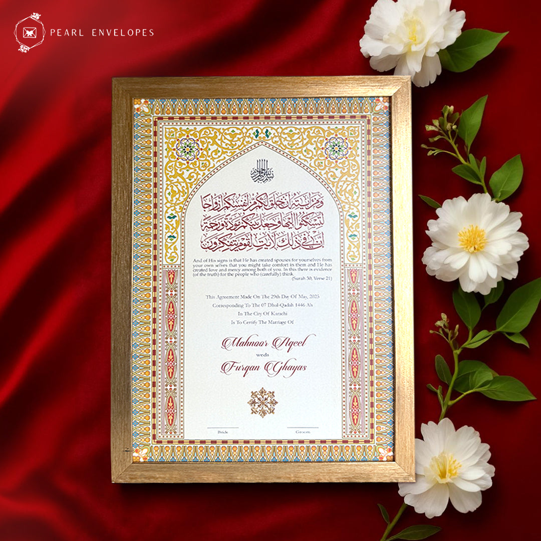 Designer Nikkah Frame – Pearl Envelopes