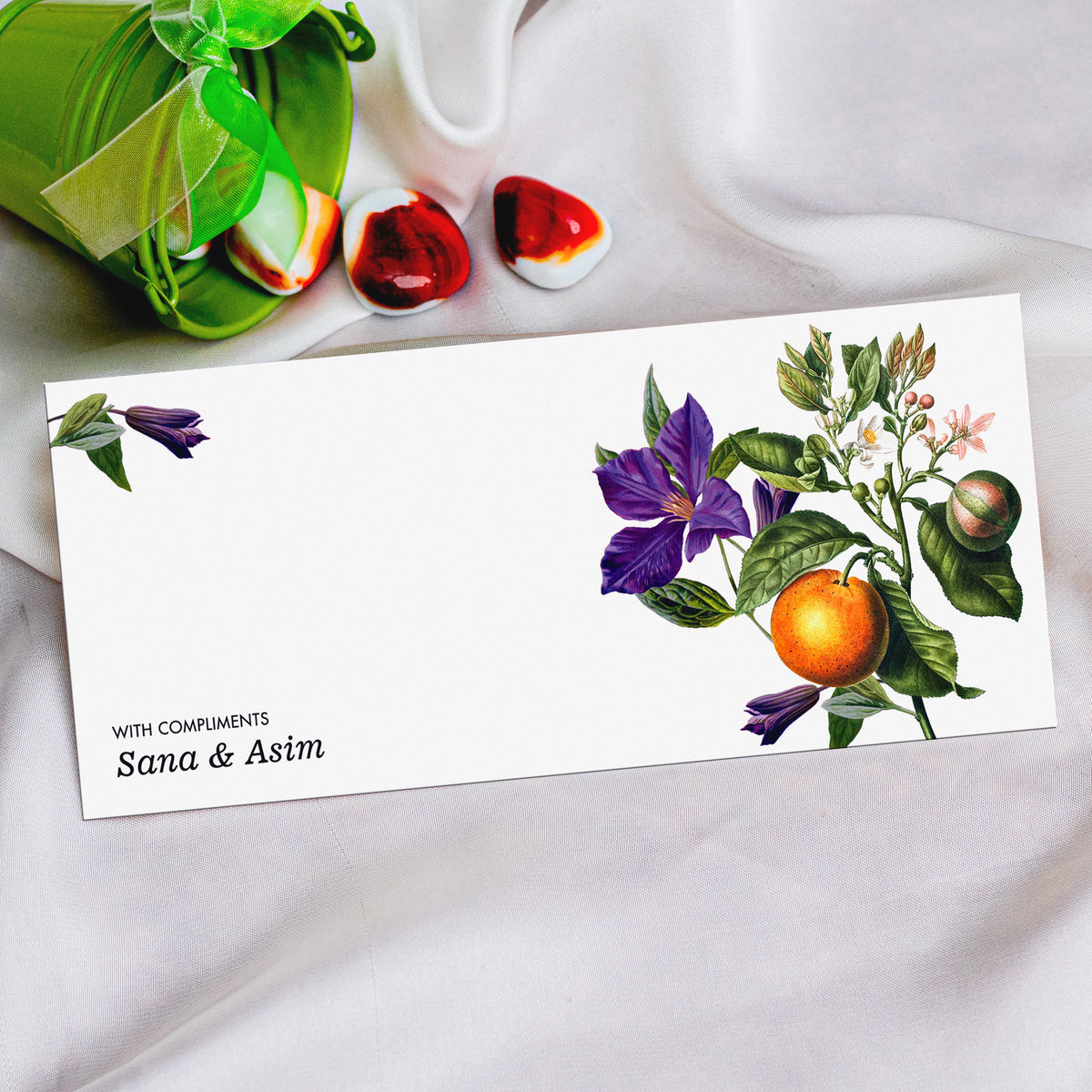 Envelope With Compliments Vintage 3D Fruit Flowers – Pearl Envelopes