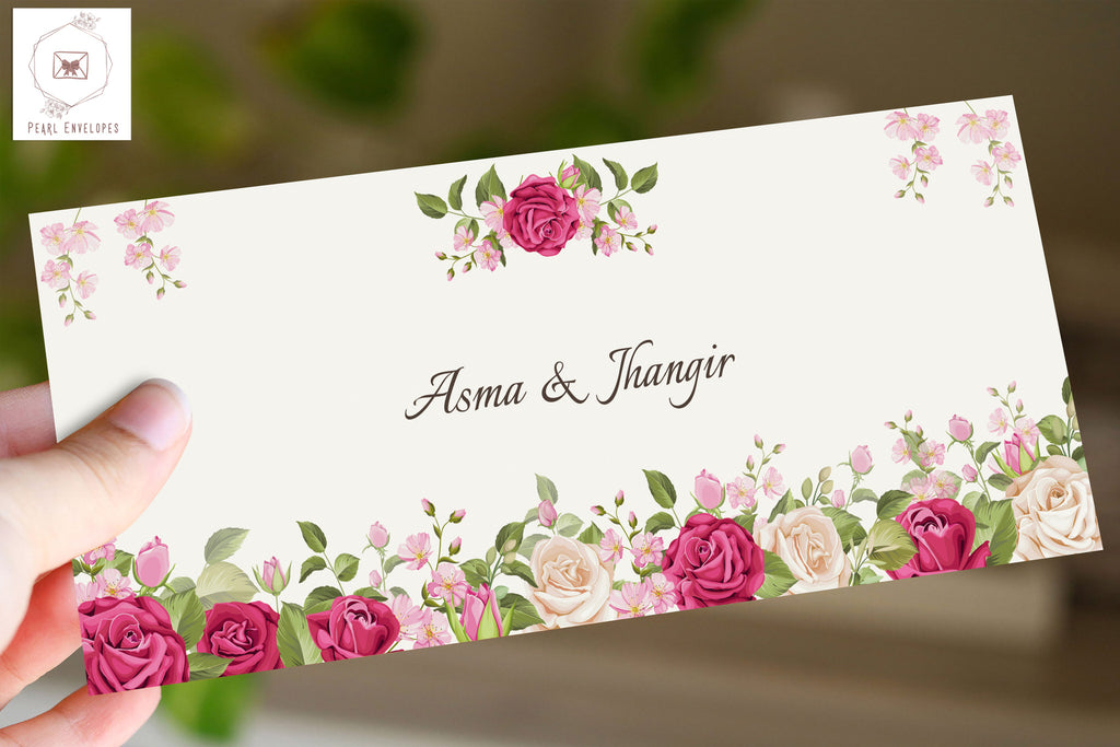 Pink Floral Border Envelope – Pearl Envelopes